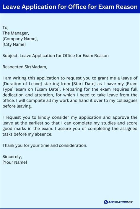 3 Samples Leave Application For Exam In Office