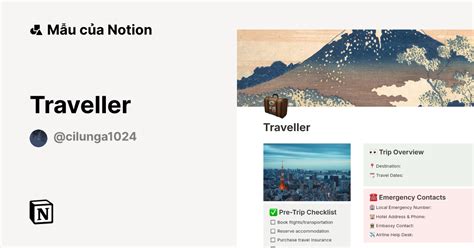 Traveller Mẫu Do Pikt Tạo Thị Trường Notion
