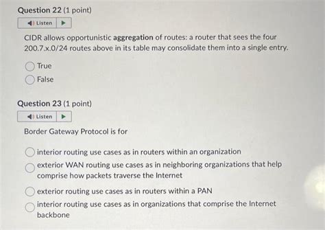 Solved Cidr Allows Opportunistic Aggregation Of Routes A