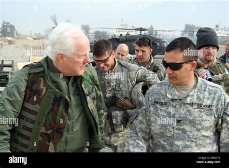 Col Charles Preysler 173rd Airborne Brigade Combat Team Commander Escorts Sen John Cornyn R