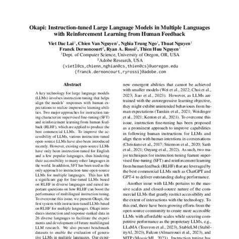 Okapi Instruction Tuned Large Language Models In Multiple Languages With Reinforcement Learning