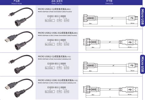 Micro USB Waterproof Plug Male To Male Shine Industry