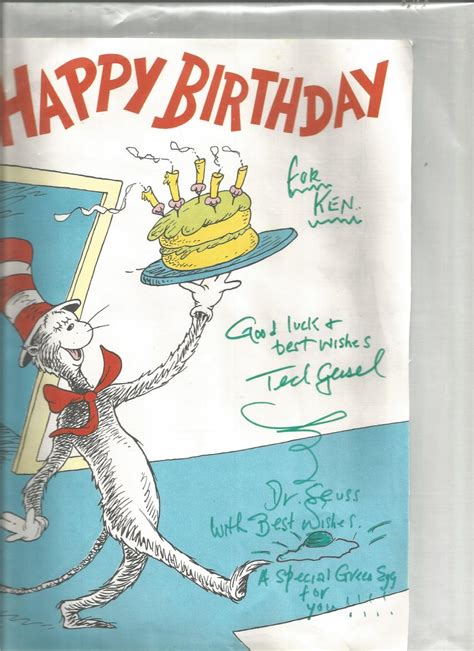 Sold At Auction Ted Geisel Signed 10x8 Colour Dr Seuss Illustration