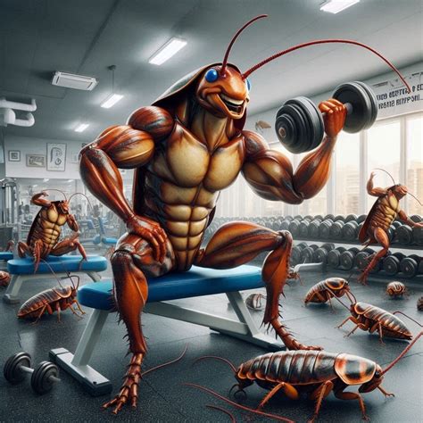 Muscular Cockroach Working Out At The Gym Coloring Posters Workout Muscular