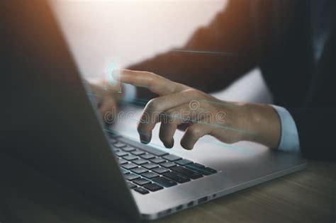 Businessman Scans Fingerprints For Identity Verification Biometrics Cybersecurity Concept