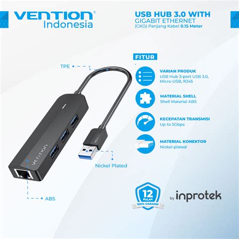 Jual Vention Hub Usb A Port Lan Ethernet Adaptor W Power Chn Chp Shopee Indonesia