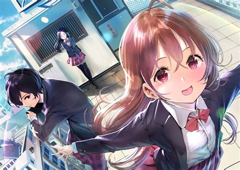 Download Anime School Girl Cute Boy Wallpaper