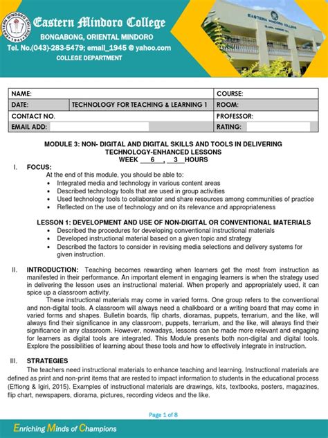 Module 3 Lesson 1 Pdf Teaching Method Teachers