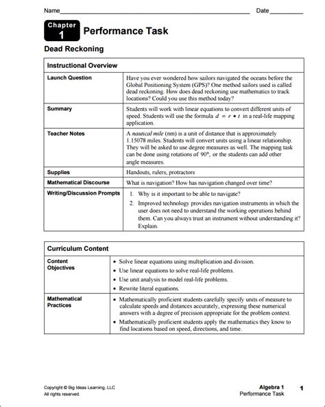 Performance Tasks Big Ideas Math
