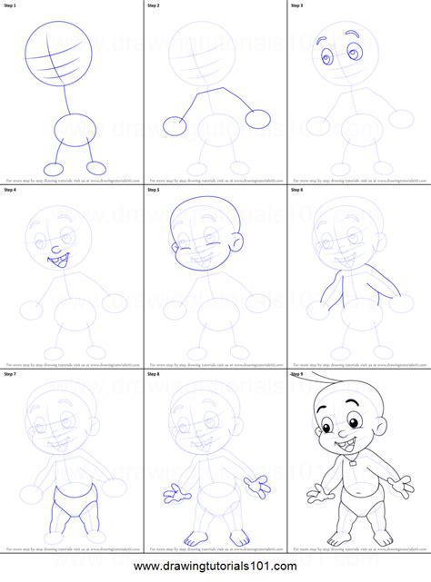 How To Draw Raju From Chhota Bheem Printable Drawing Sheet By