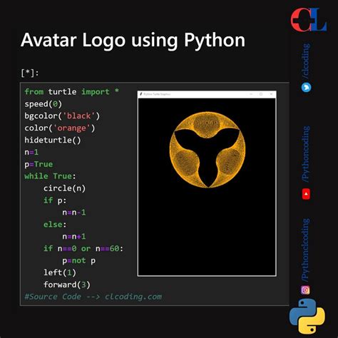 Python Coding On Instagram Avatar Logo In Python Using Turtle Python Basic Computer
