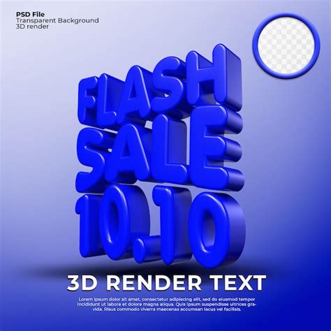 premium psd 3d render text flash sale 10 10 blue color