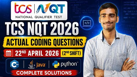 Tcs Nqt 2026 22 April 2nd Shift Actual Coding Questions 💻 Complete