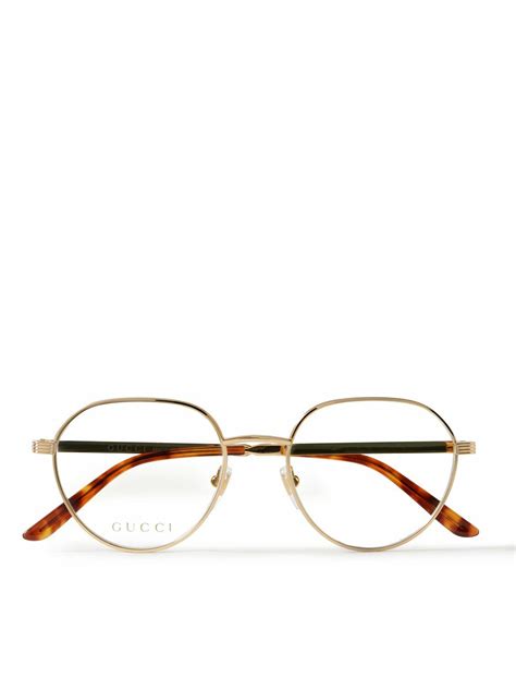 Gucci Eyewear Round Frame Gold Tone Optical Glasses Gucci