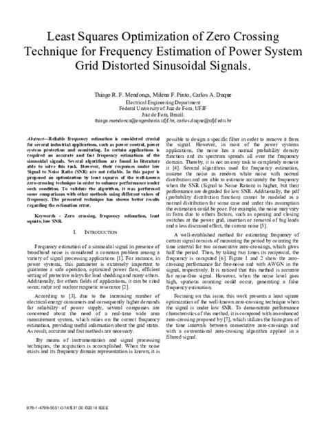 Pdf Least Squares Optimization Of Zero Crossing Technique For Frequency Estimation Of Power