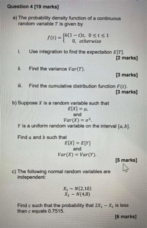 Solved Question Marks A The Probability Density Chegg