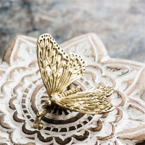 Butterfly Solid Brass Cabinet Knob Antique Brass Butterfly Etsy