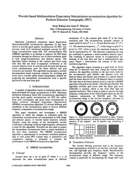 Pdf Wavelet Based Multiresolution Expectation Maximization Image Reconstruction Algorithm For