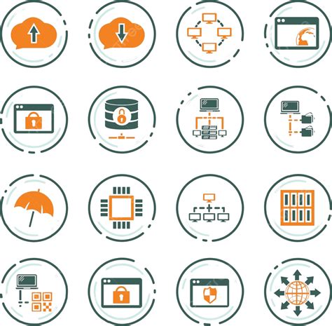 Hosting Provider Icons Set Database Folder Set Vector Database Folder