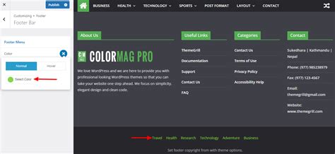 Customize Footer Menu Pro Colormag Documentation