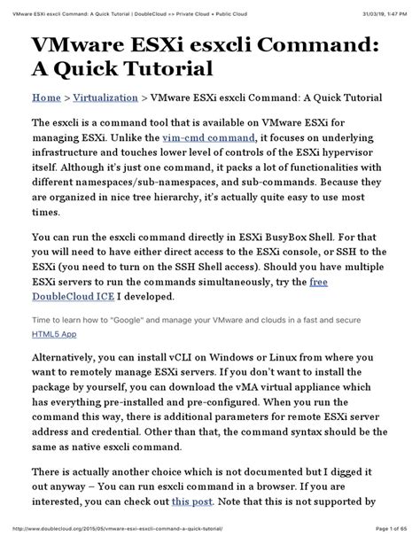 An In Depth Guide To Managing Vmware Esxi Infrastructure Using The Powerful Esxcli Command Pdf