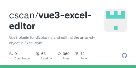 Github Cscanvue3 Excel Editor Vue3 Plugin For Displaying And