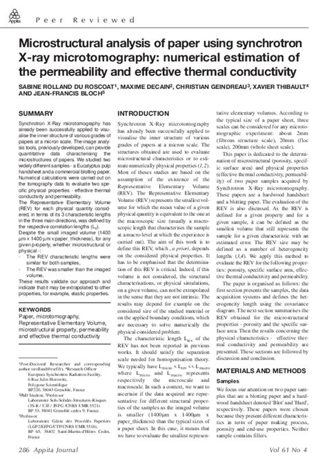 Pdf Microstructural Analysis Of Paper Using Synchrotron X Ray Microtomography Numerical