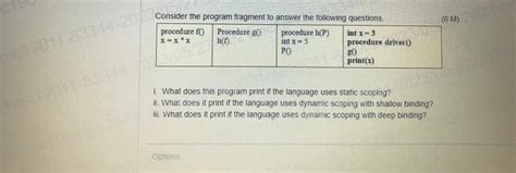 Solved Consider The Program Fragment To Answer The Following Chegg