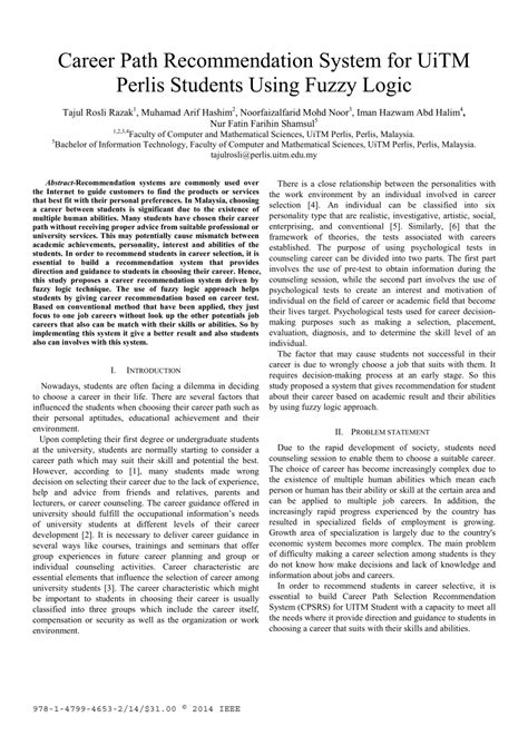 Pdf Career Path Recommendation System For Uitm Perlis Students Using