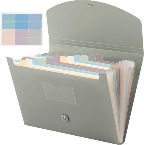 Cholemy Expanding File Folder 13 Pockets File Organizer With Labels A4 Letter Size