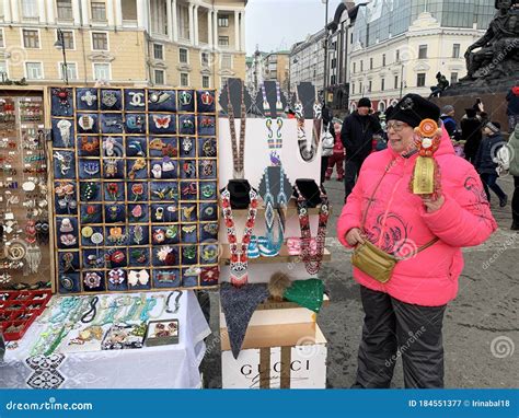 Vladivostok, Russia, March, 01,2020. Trade in Souvenirs and Jewelry ...