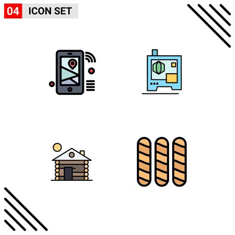 Stock Vector Icon Pack Of 4 Line Signs And Symbols For Internet Building Share Printing Home