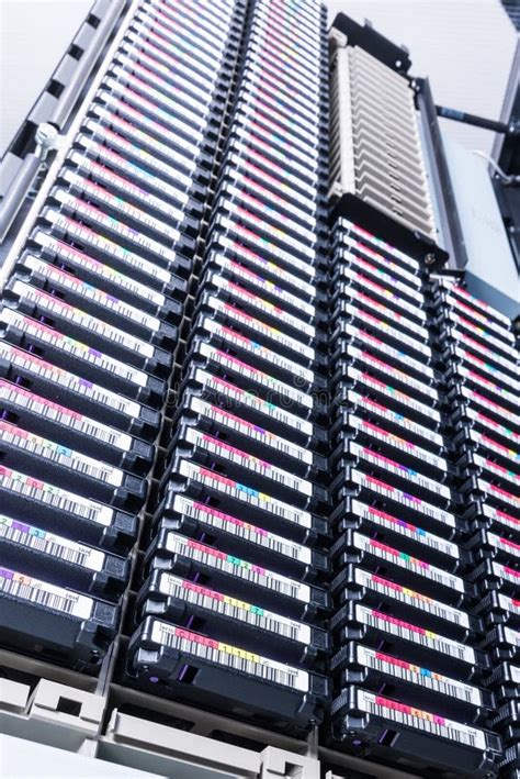 Bottom View Of Hard Disk Cluster Inside A Rack Data Storage Co Stock Image Image Of