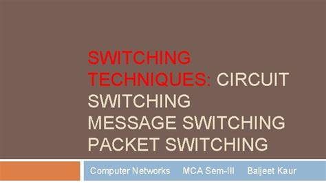 Switching Techniques Circuit Switching Message Switching Packet Switching