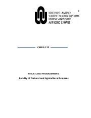 CMPG 172 Module Outline Pdf CMPG 172 STRUCTURED PROGRAMMING Faculty Of Natural And