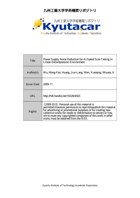 Pdf Power Supply Noise Reduction For At Speed Scan Testing In Linear