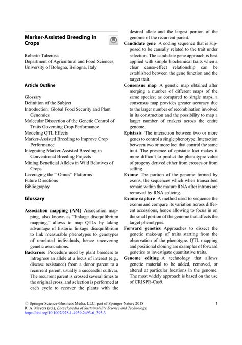 Pdf Marker Assisted Breeding In Crops