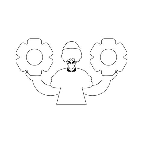 Man Holding Gears In Hands Illustration In Format 28662949 Vector Art At Vecteezy
