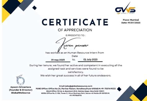 Karan Panwar On Linkedin I Am Glad To Announce That I Have Completely My Internship In Global We