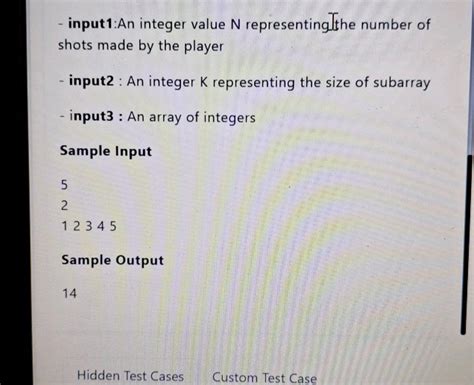 Input1an Integer Value N Representing The Number Of Shots Made By The Player Input2 An