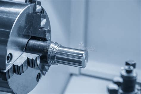 The CNC Lathe Machine Cutting The Steel Rod Stock Image Image Of Machine Drilling 108298077
