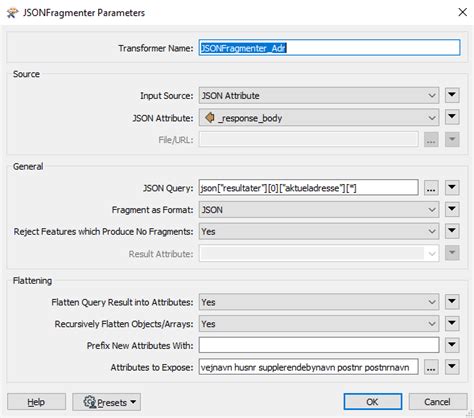Exposed Attributes Empty From Jsonfragmenter Using Flattening Community