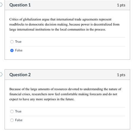 Solved Question 1 1 Pts Critics Of Globalization Argue That