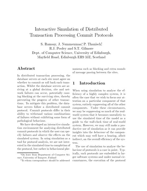 Pdf Interactive Simulation Of Distributed Transaction Processing Commit Protocols
