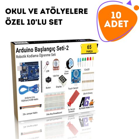 10 Adet 65 Parça Arduino Uno Robotik Kodlama Başlangıç Seti 2