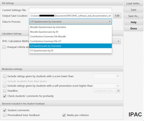 Ipac Software Settings