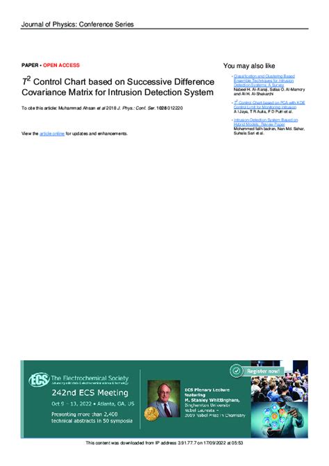 Pdf T 2 Control Chart Based On Successive Difference Covariance Matrix For Intrusion Detection