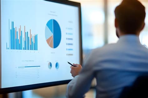 Businessman Analyzing Data On Large Screen Display Premium Ai Generated Image