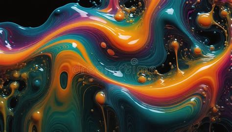 Different Colored Liquids Mix Together Very Dynamically To Create