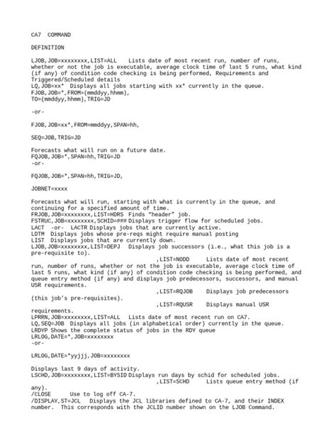 Ca7 Mainframe Commands Pdf Ca7 Mainframe Commands Pdf